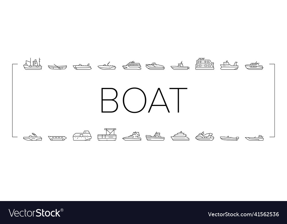 Boat water transportation types icons set Vector Image