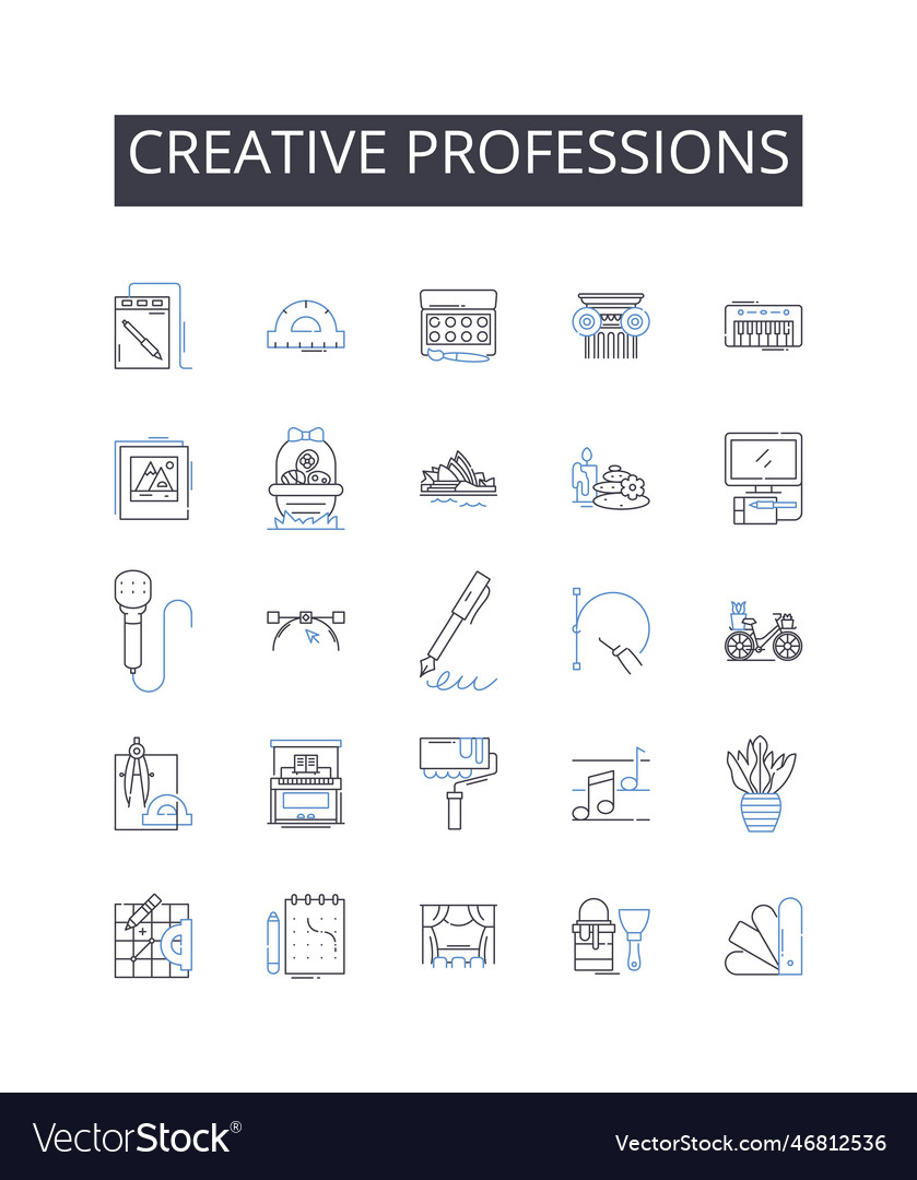Creative professions line icons collection Vector Image Creative professions line icons collection Vector Image