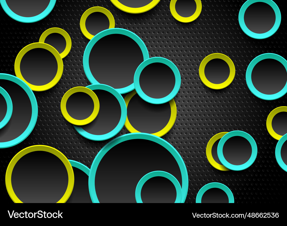 Cyan and green abstract circles on dark Royalty Free Vector