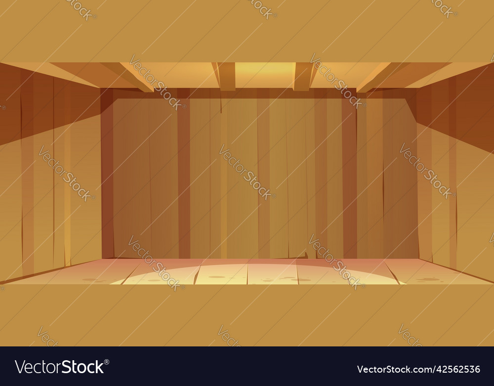 Empty room with wooden walls ceiling and floor Vector Image