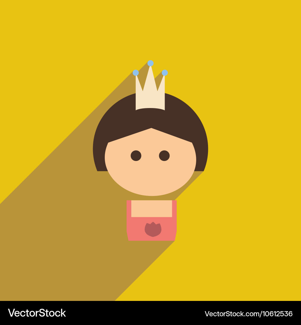 Flat icon with long shadow girl princess Vector Image
