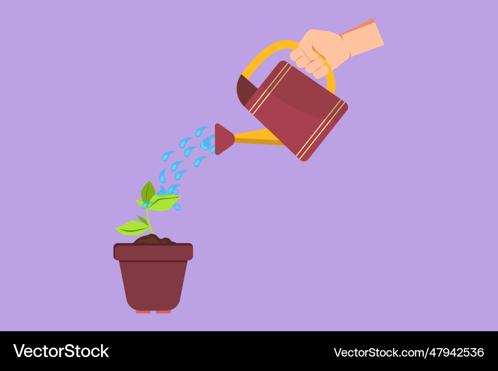 Graphic flat design drawing hand holding watering Vector Image