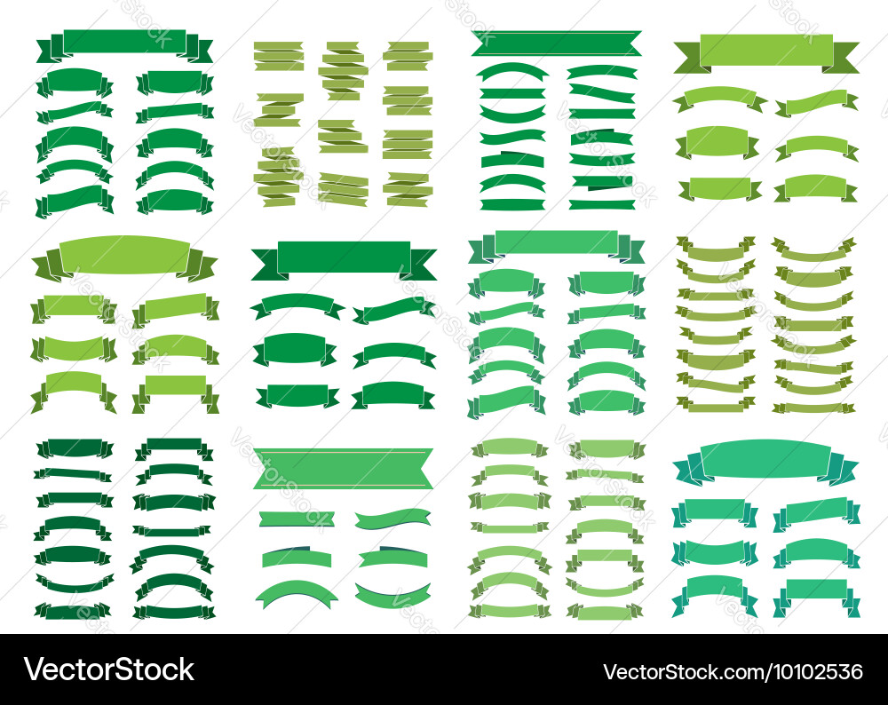 Green banners big set Beautiful blank decoration Vector Image