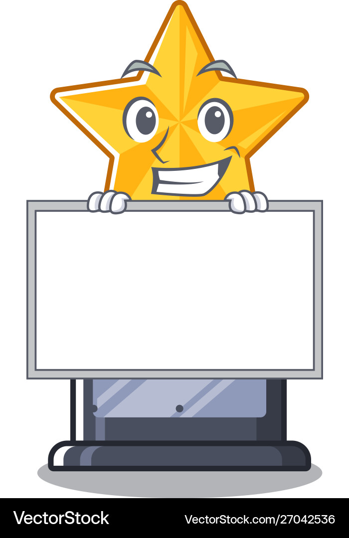Grinning with board cartoon star trophy Royalty Free Vector