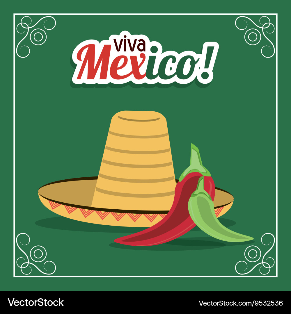 Hat and pepper icon mexico culture Royalty Free Vector Image