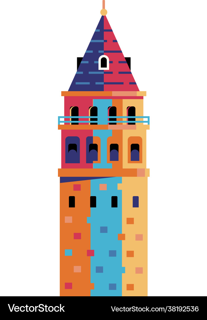 Istanbul galata tower karakoy flat design icon Vector Image