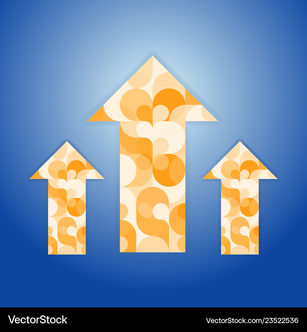Three orange patterned multi-colored arrows Vector Image