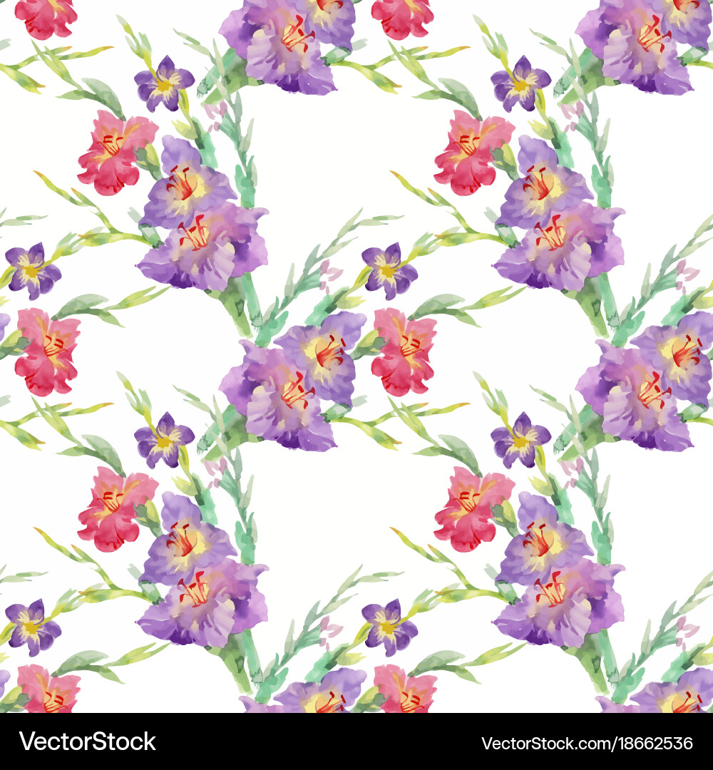 Watercolor seamless pattern with colorful flowers Vector Image