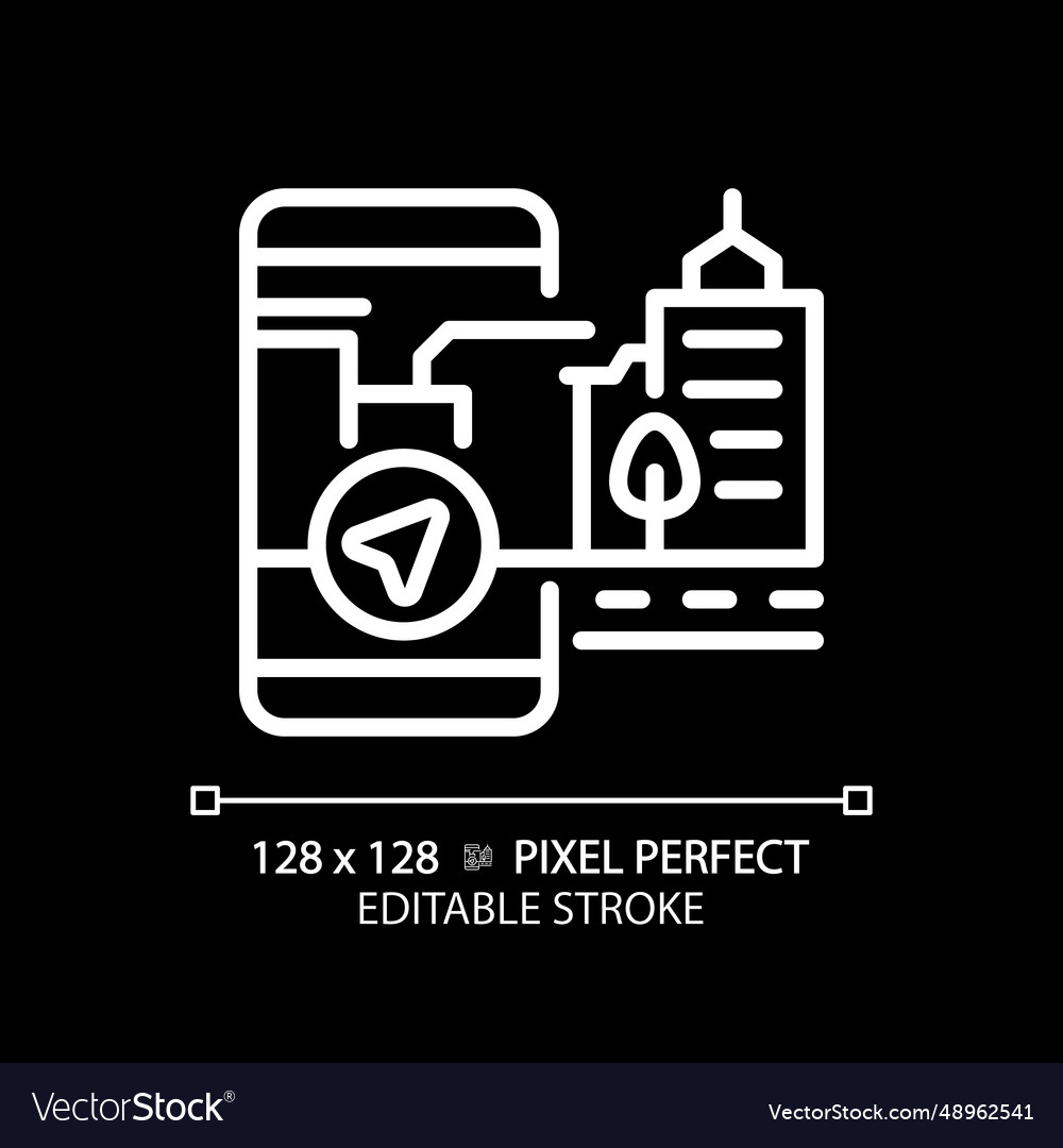 2d Thin Linear White Map Navigation Icon Vector Image