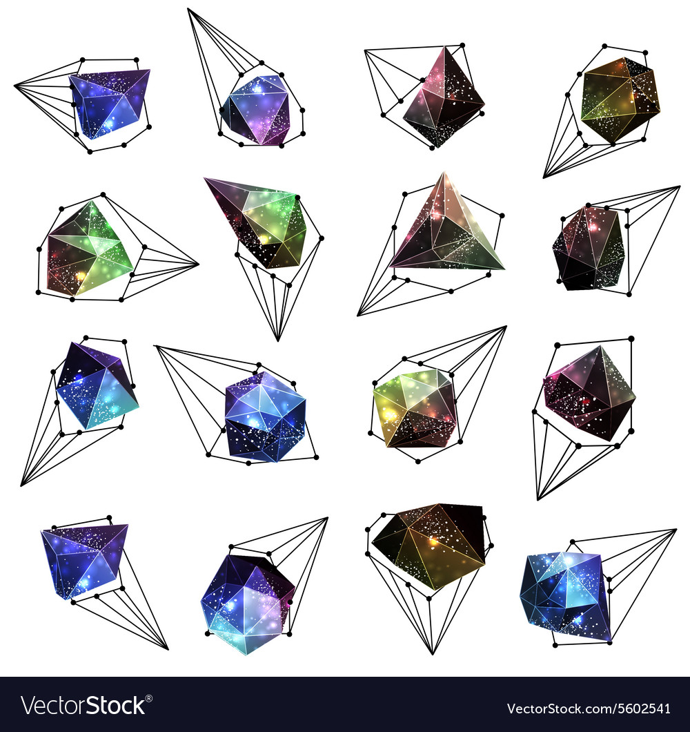 Abstract polygonal label design elements Vector Image