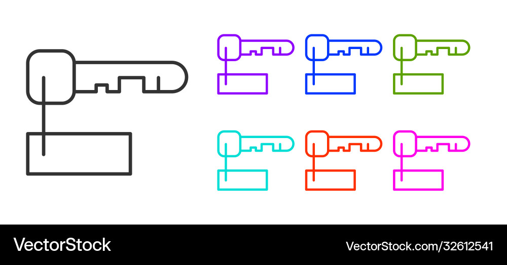 Black line marked key icon isolated on white Vector Image
