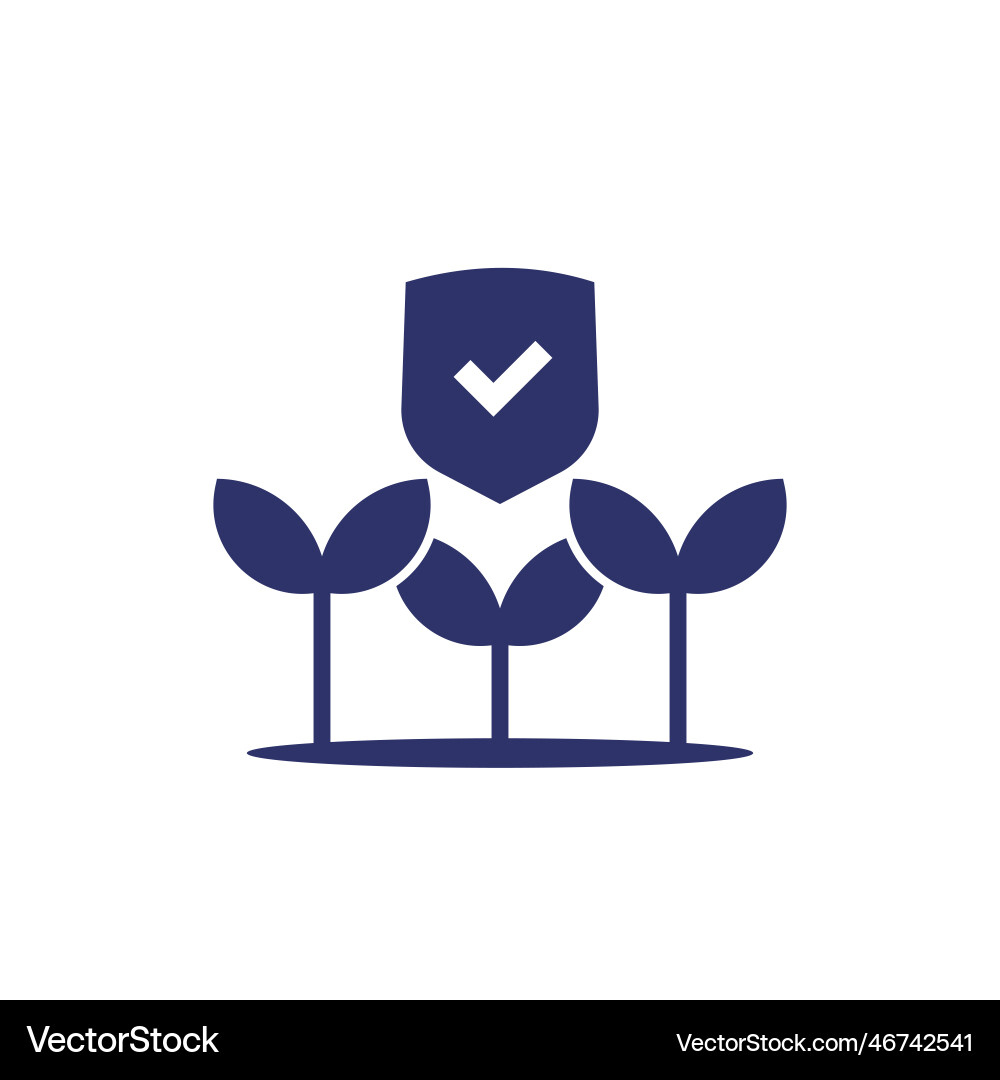 Crop protection icon with plants and shield Vector Image