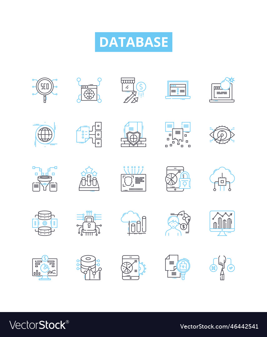 Database line icons set sql Royalty Free Vector Image Database line icons set sql Royalty Free Vector Image