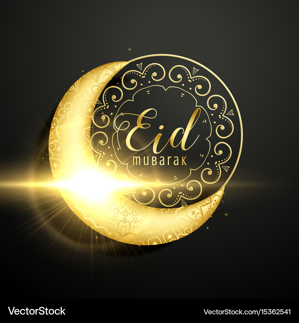 Golden moon with floral decoration for eid Vector Image