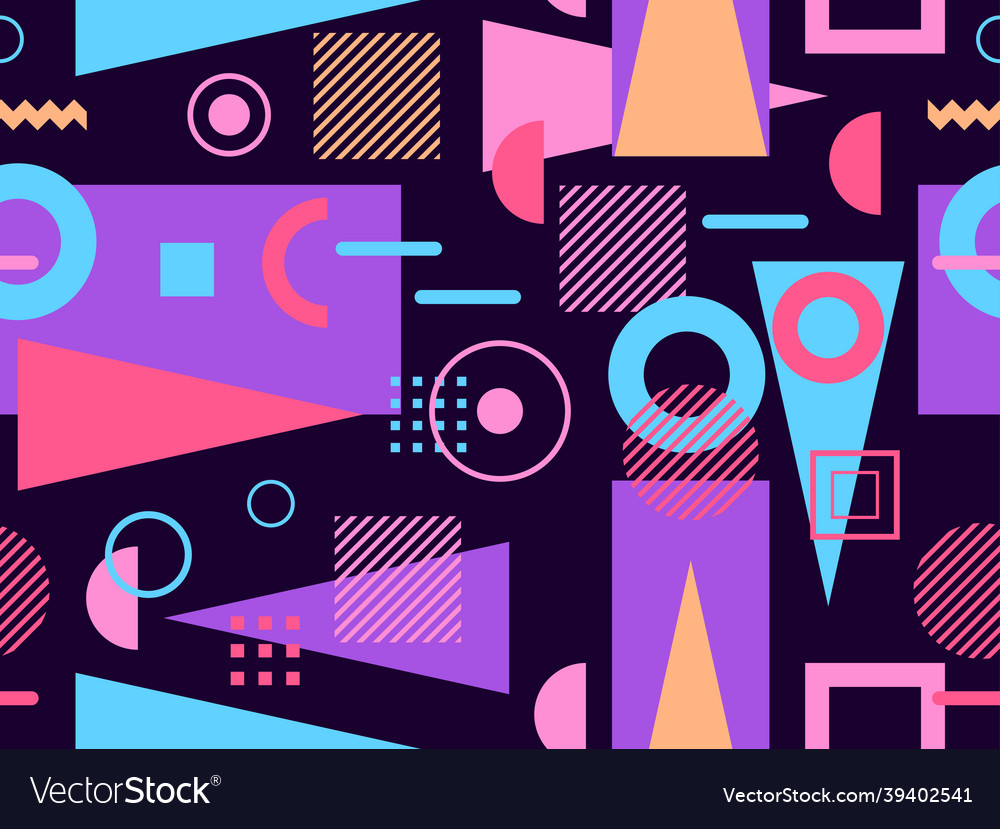 Memphis seamless pattern geometric elements Vector Image