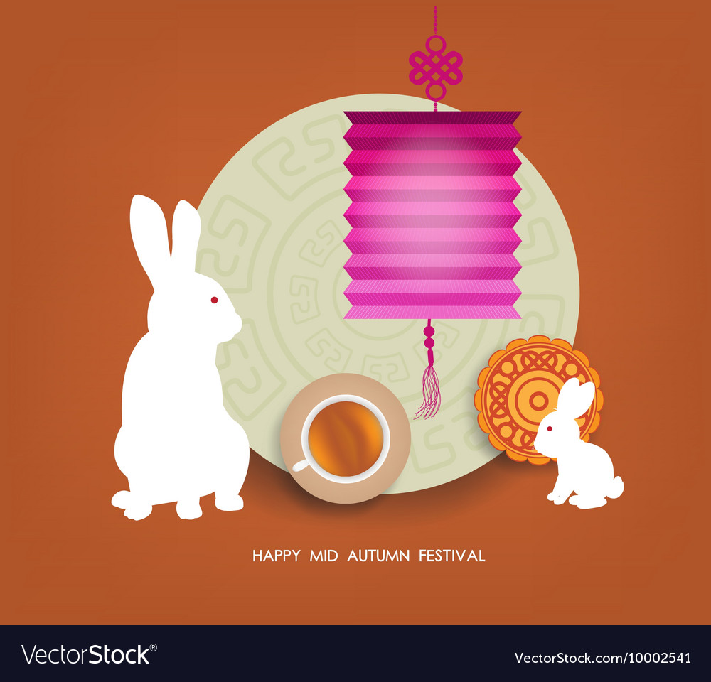 Mid autumn lantern festival background with moon Vector Image