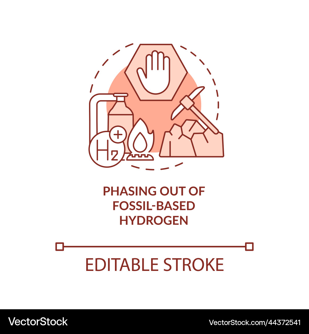 Phasing out of fossil based hydrogen red concept Vector Image