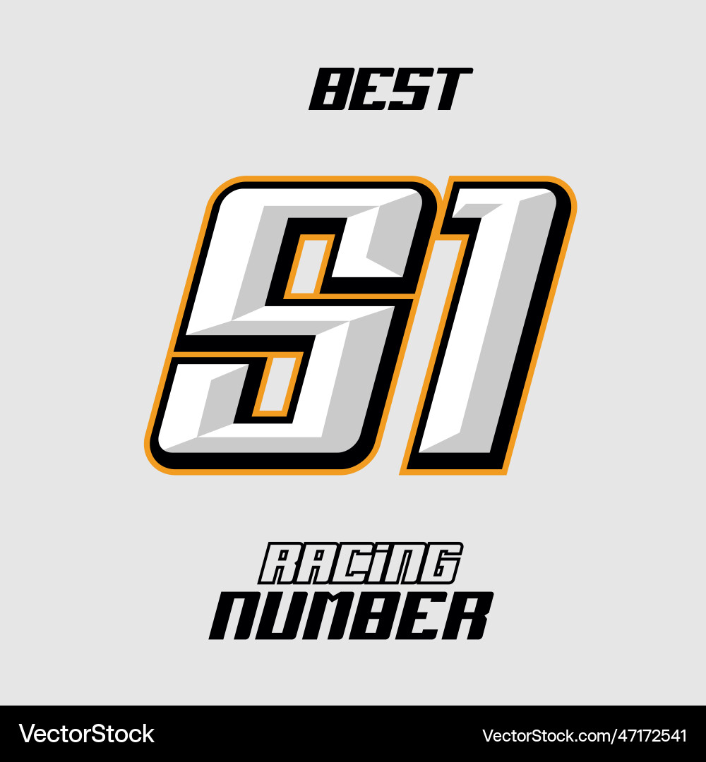 Racing number template 51 Royalty Free Vector Image