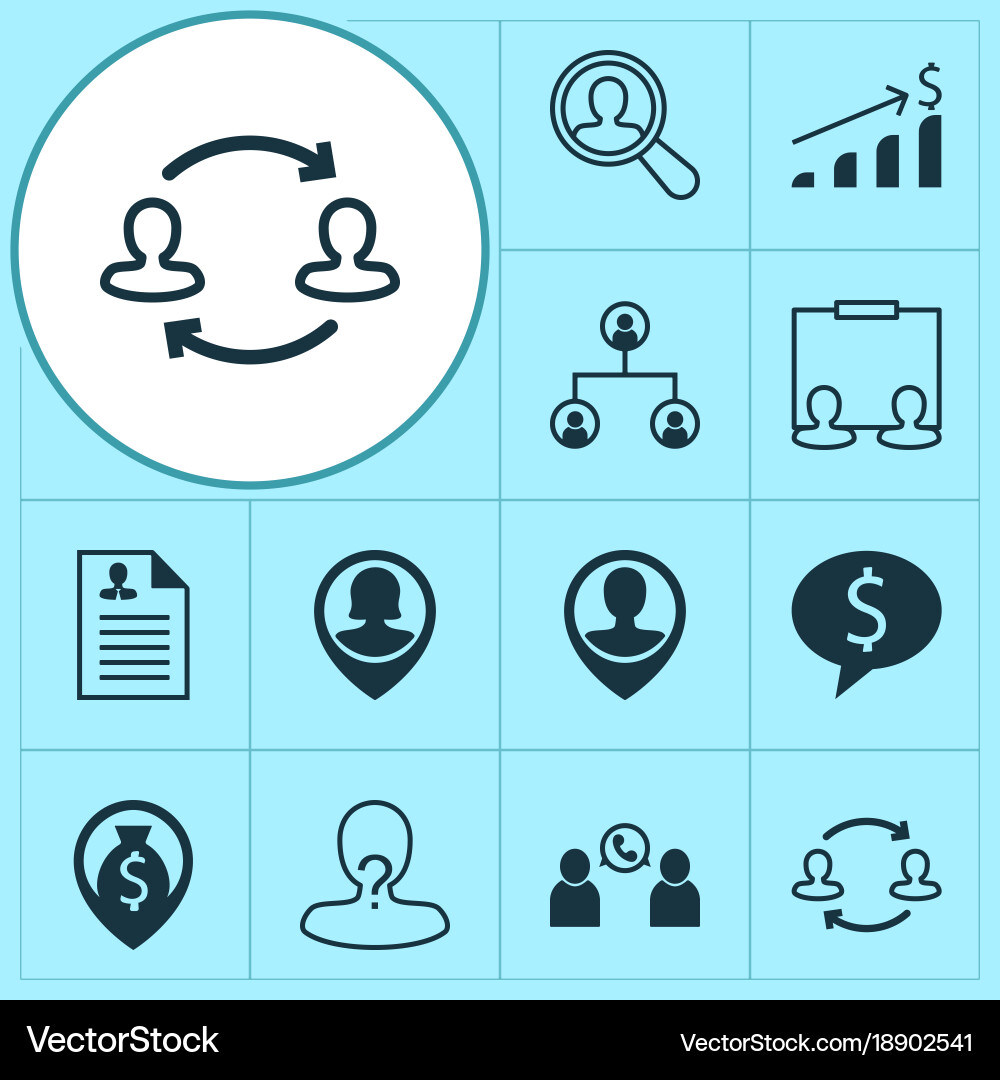 Resources icons set with female pin increase Vector Image