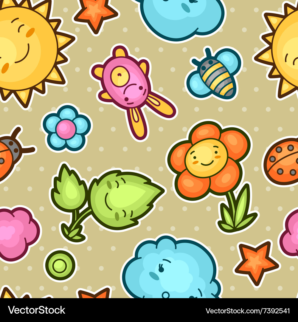 Seamless kawaii child pattern with cute doodles Vector Image