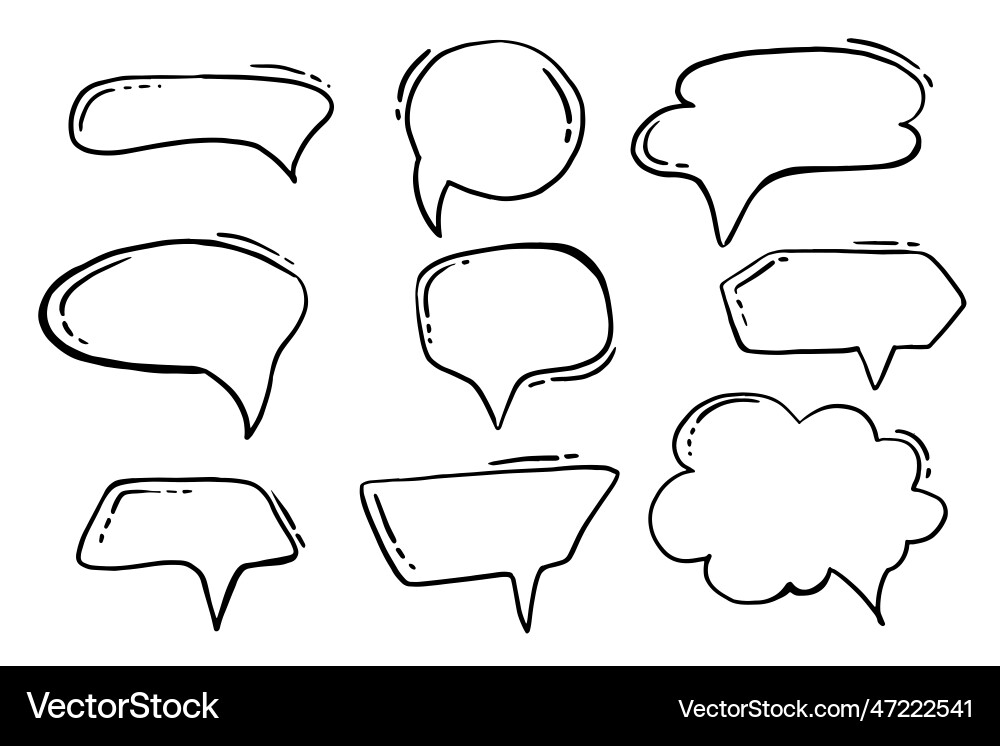 Set of hand drawing bubbles speech or bubbles talk