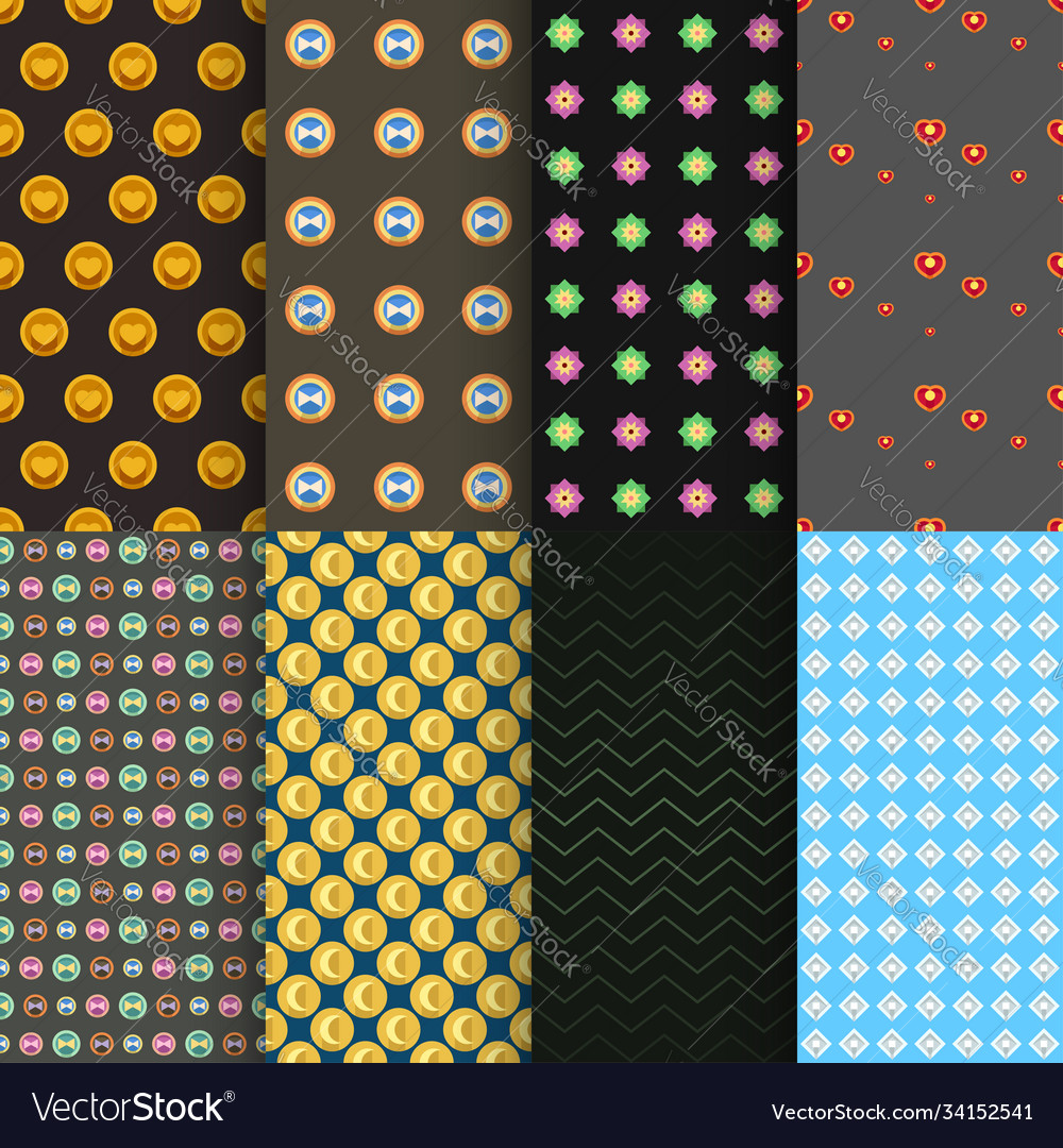 Various colorful seamless patterns in set Vector Image