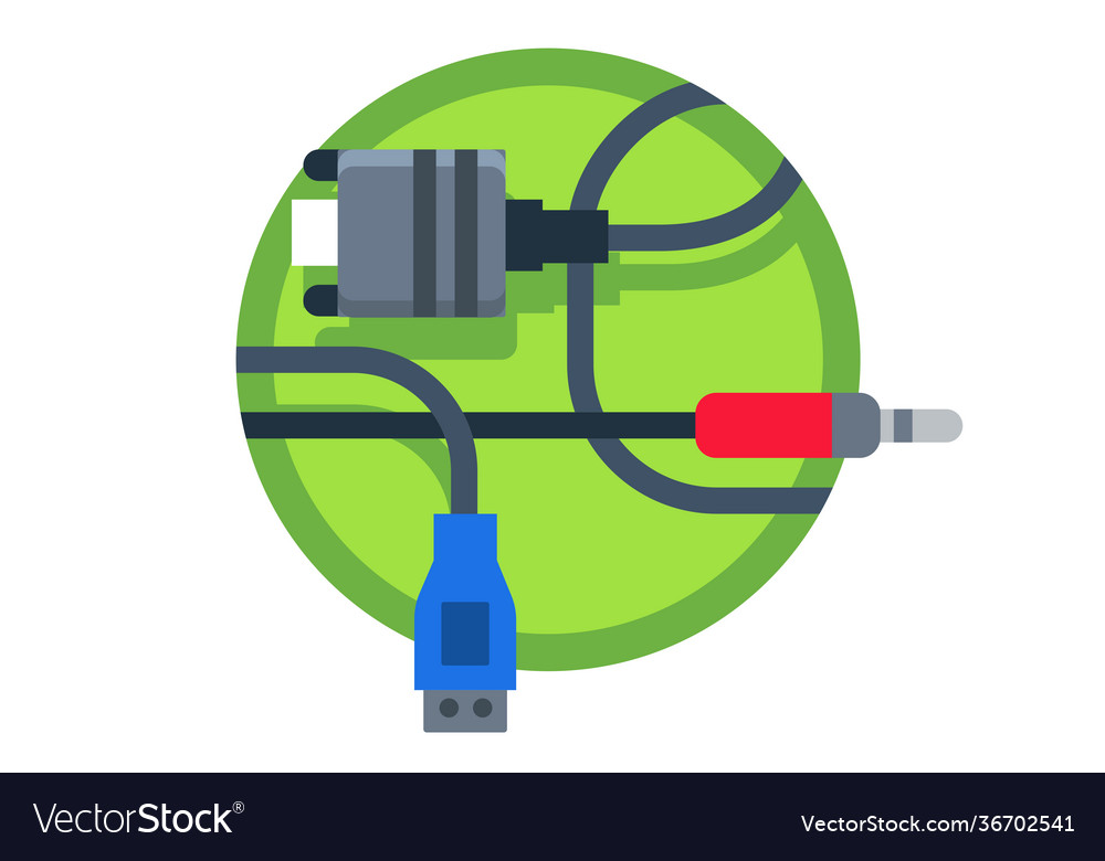 Wires computer connectors Royalty Free Vector Image