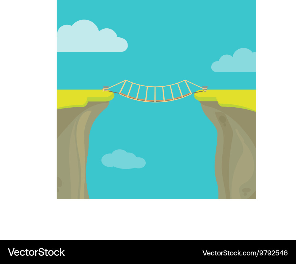 Abyss gap or cliff concept with bridge sky and Vector Image