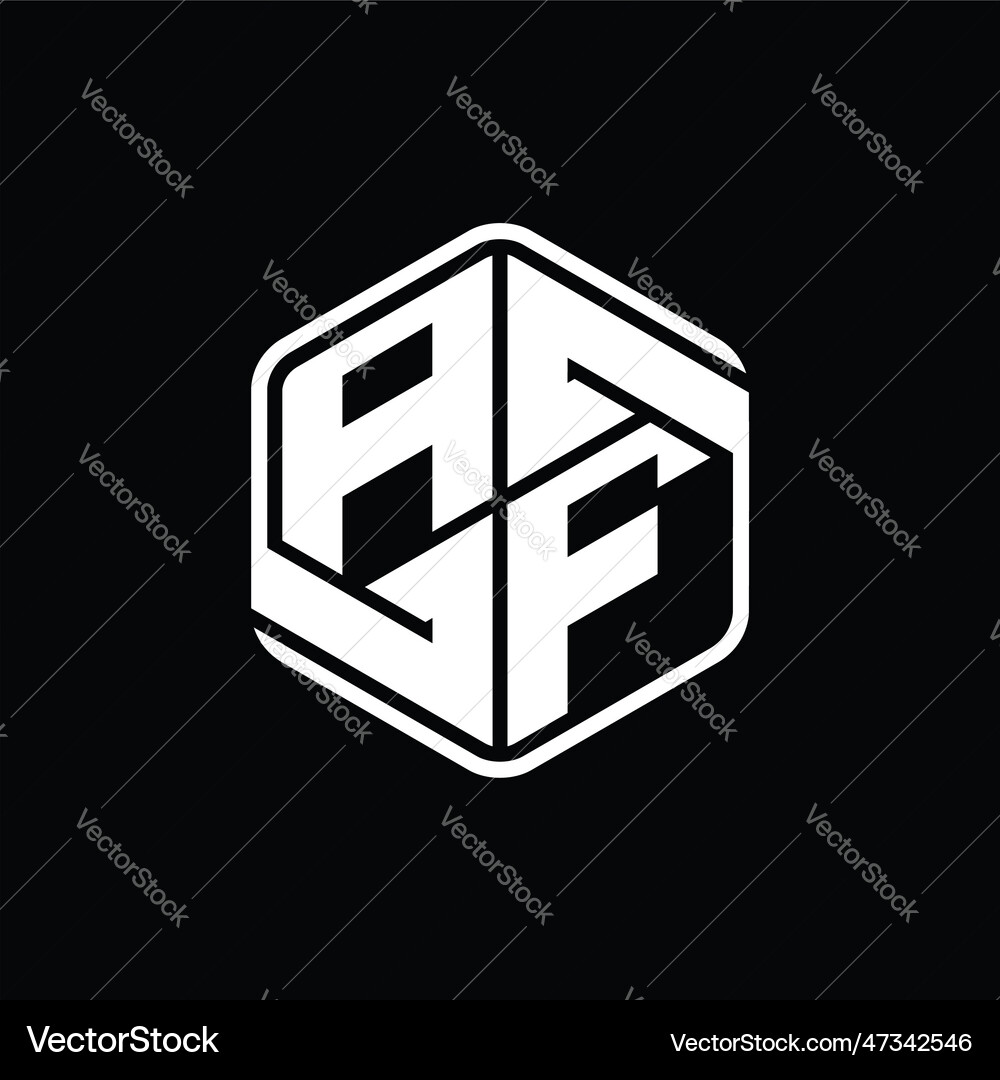 Af logo monogram hexagon shape with ornament Vector Image