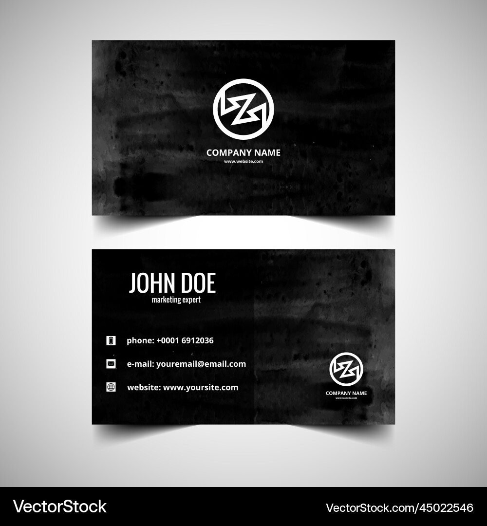 Black visiting card watercolor style design Vector Image