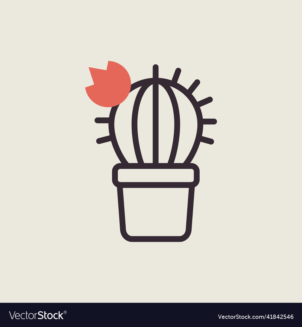 Cactus outline isolated icon workspace sign Vector Image