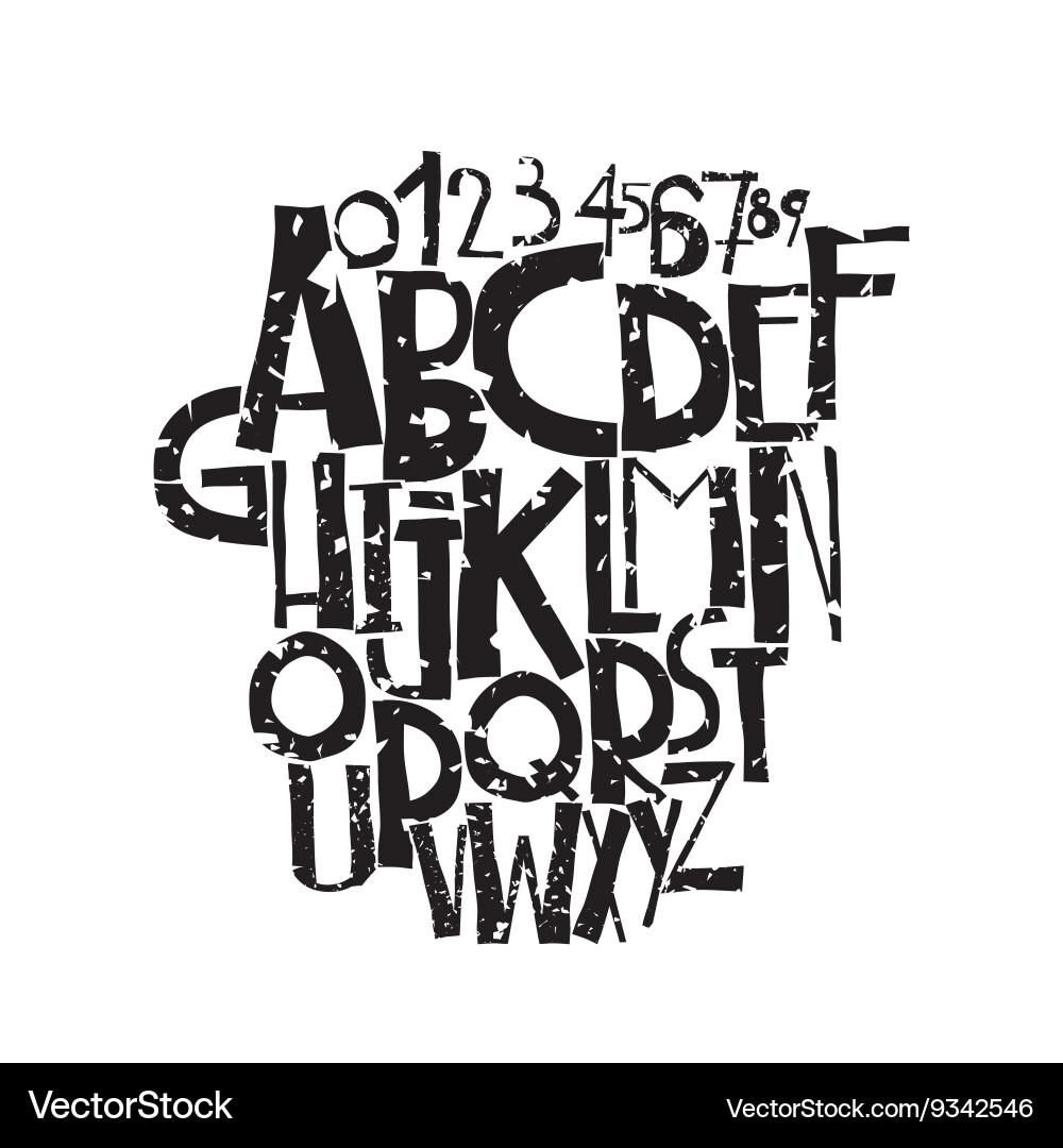 Decorative grunge font in bold letters Royalty Free Vector