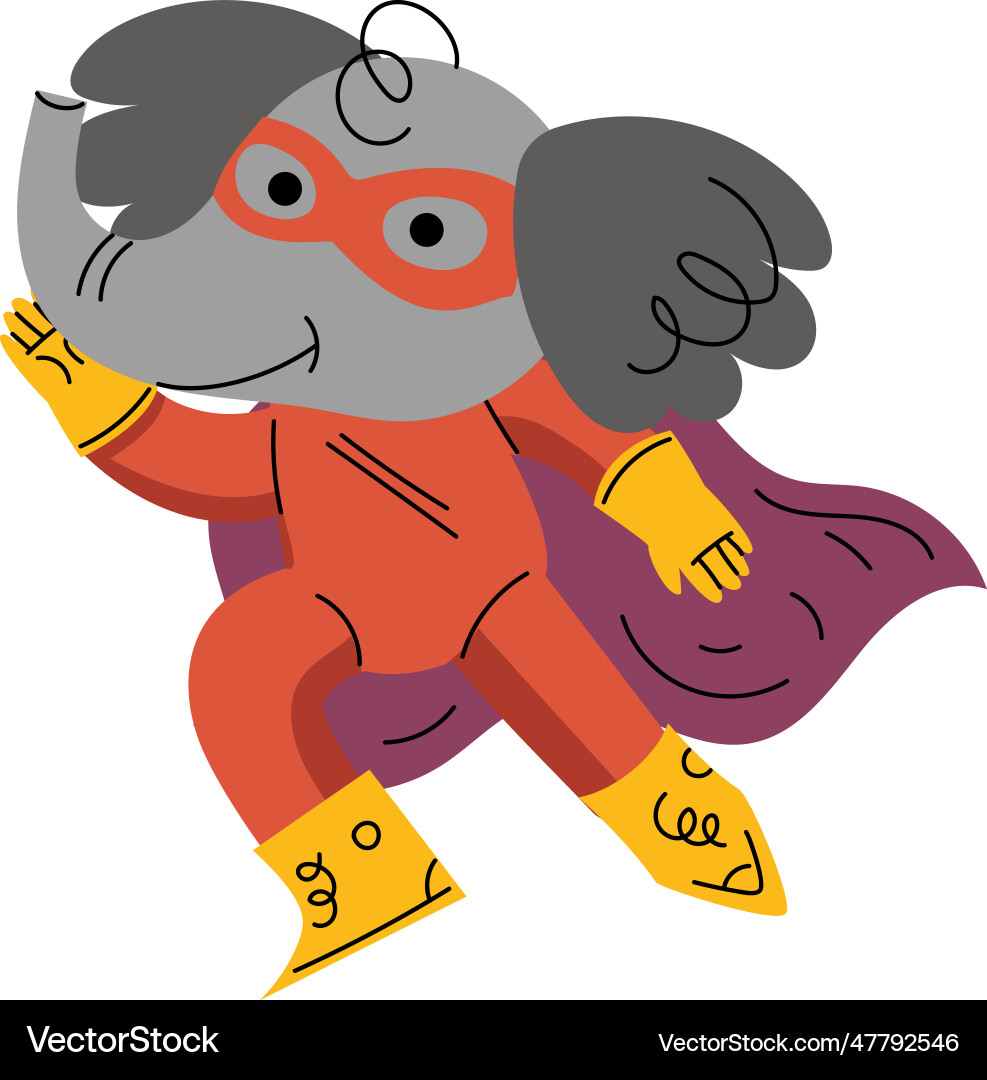Elephant animal superhero character dressed in Vector Image