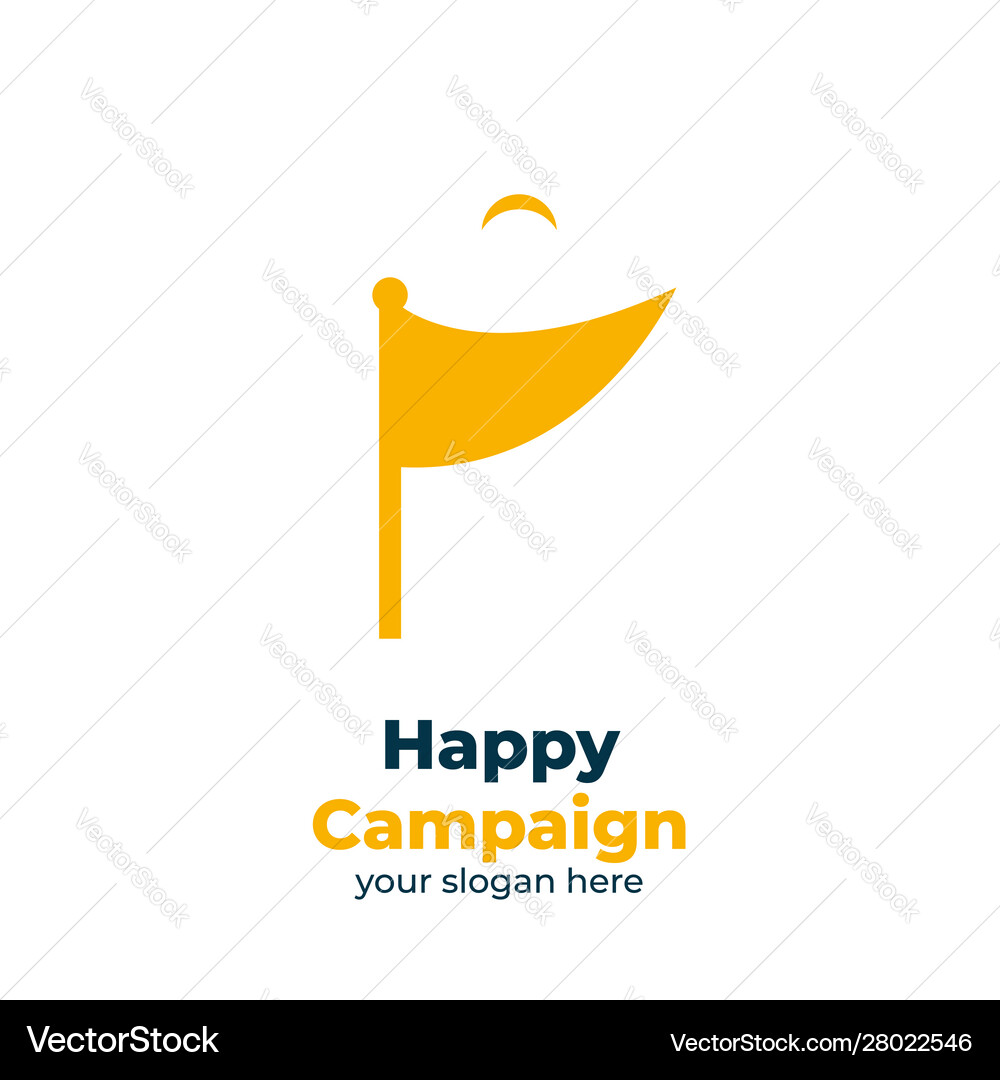 Flag happy campaign logo icon with half smiling Vector Image
