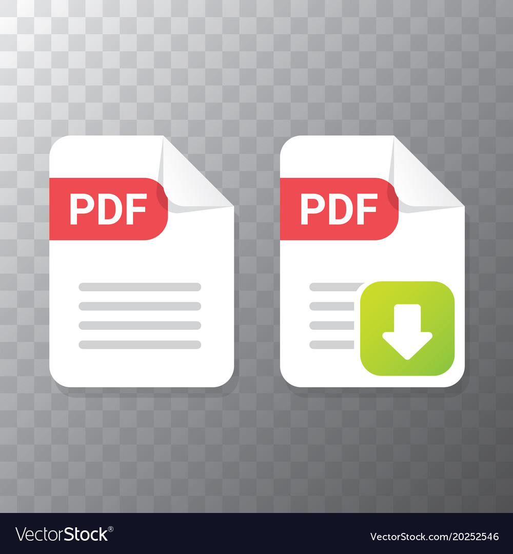 Flat pdf file icon and download Royalty Free Vector Image