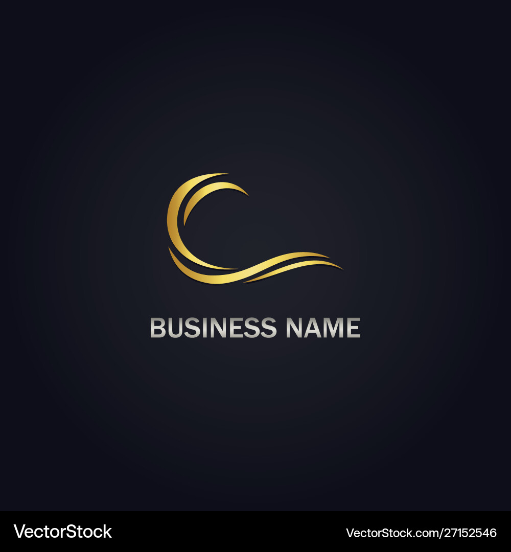 Gold wave abstract business logo Royalty Free Vector Image