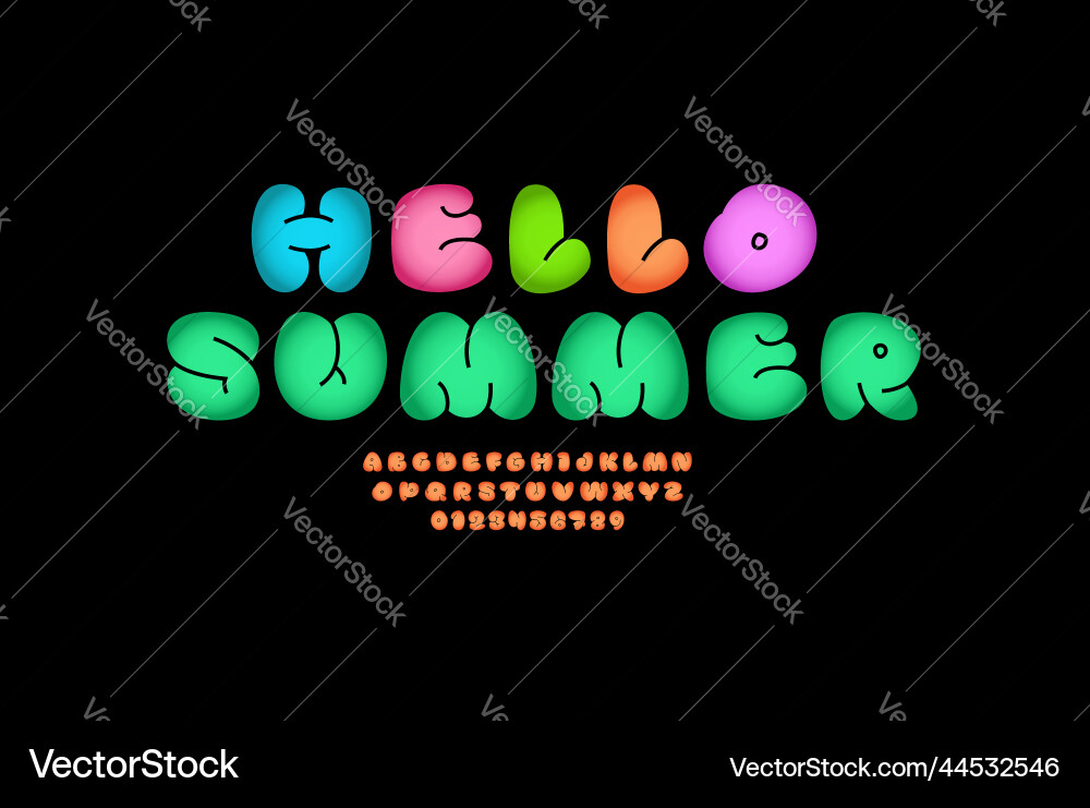 Inflatable font comic alphabet in cartoon style Vector Image