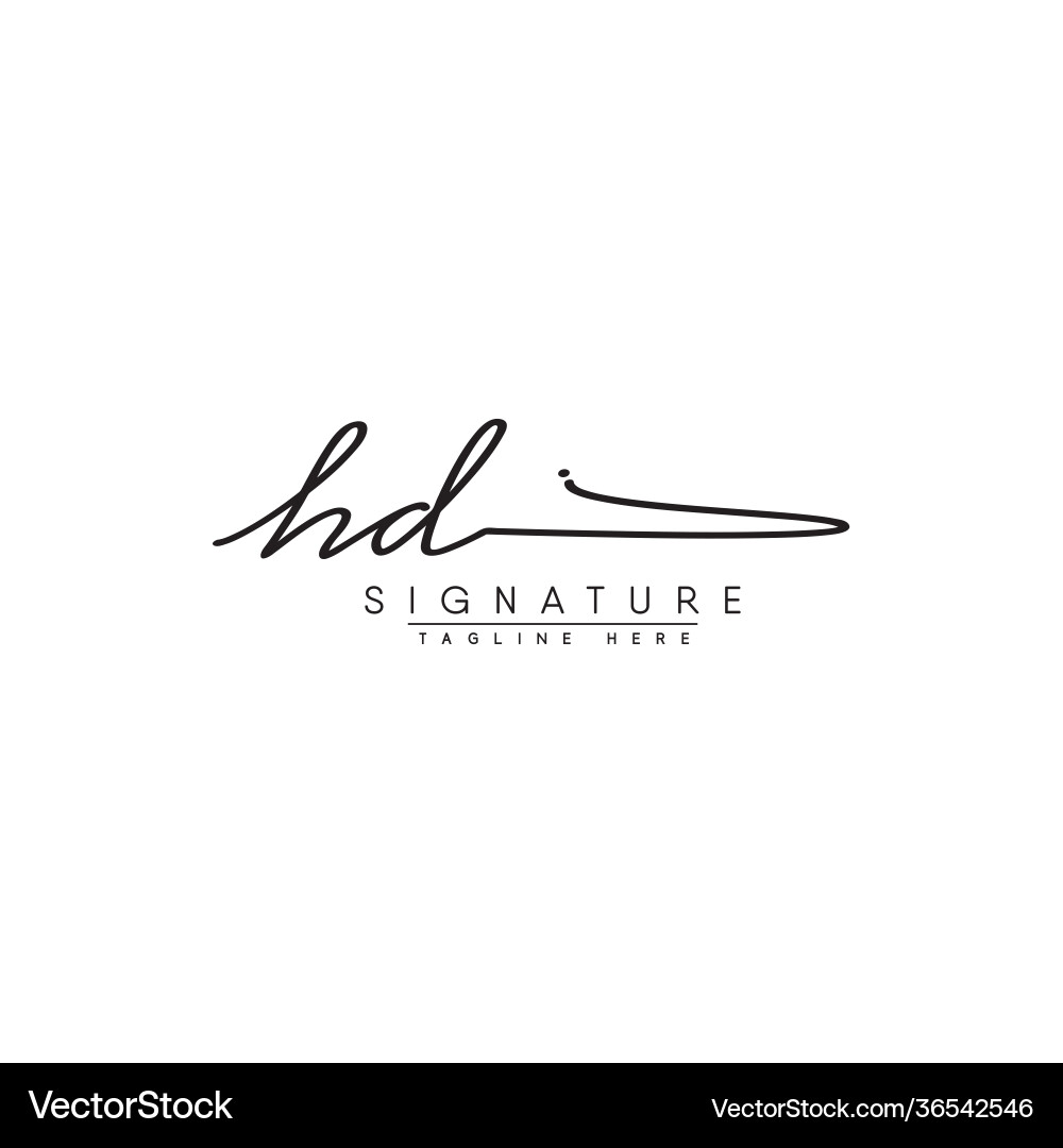Initial letter hd logo - handwritten signature Vector Image