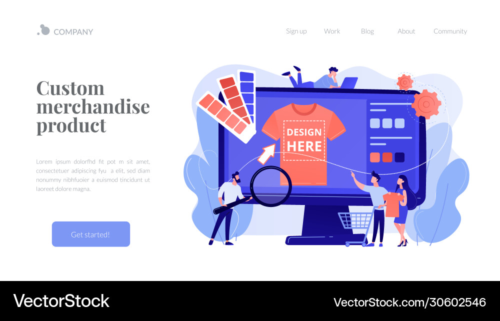 Merch clothing concept landing page Royalty Free Vector