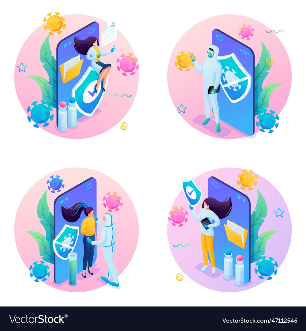 Modern isometric set of 3d Royalty Free Vector Image