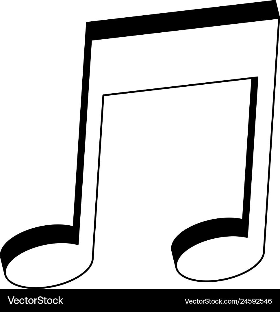 Music note symbol in black and white Royalty Free Vector