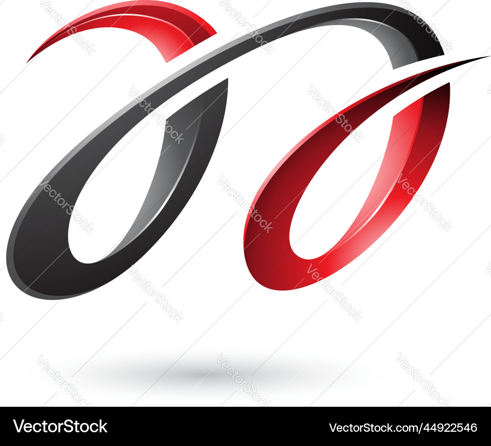 Red and black glossy dual letters Royalty Free Vector Image