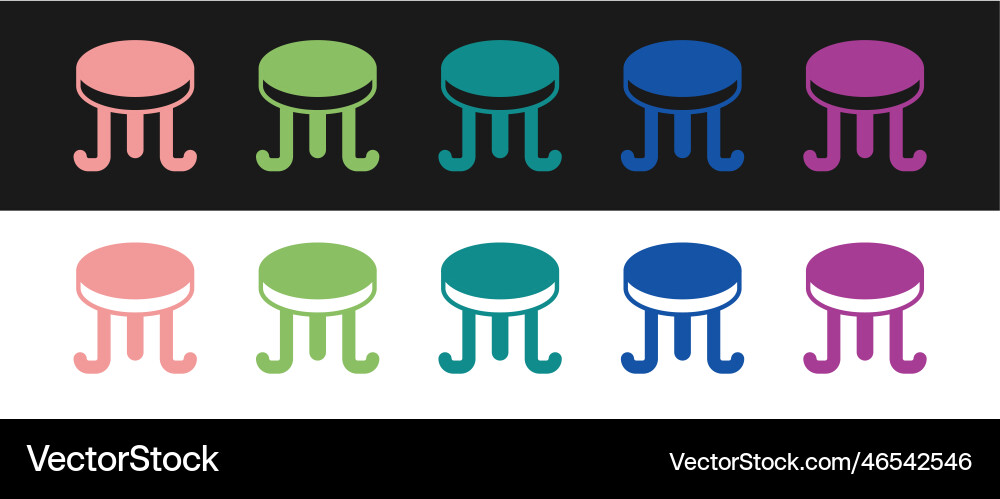 Set coffee table icon isolated on black and white Vector Image