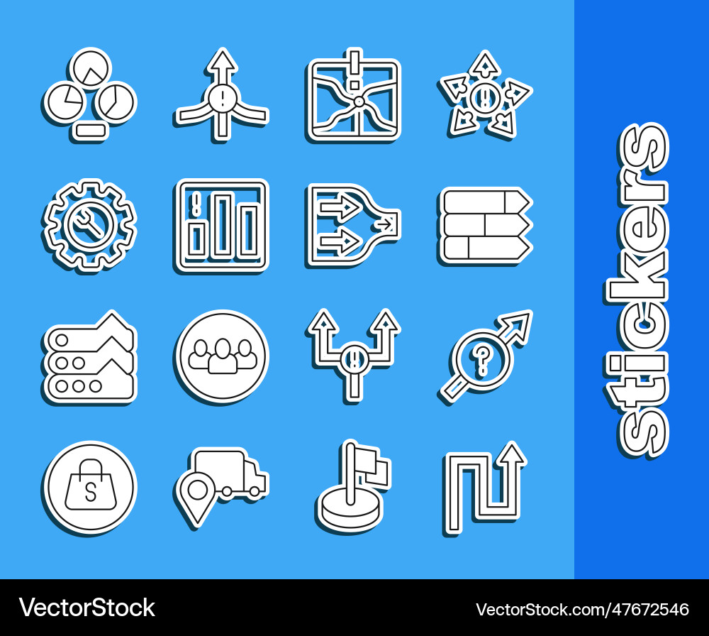 Set line arrow pie chart infographic Royalty Free Vector