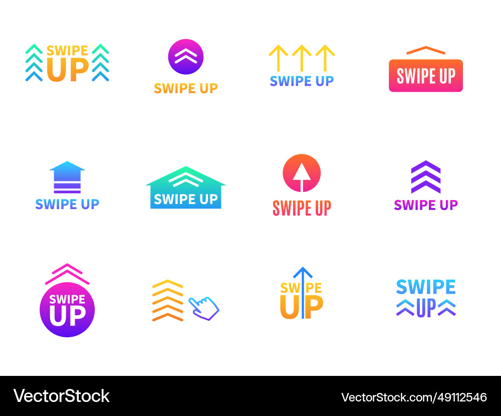 Swipe arrows scroll buttons variations blog story Vector Image
