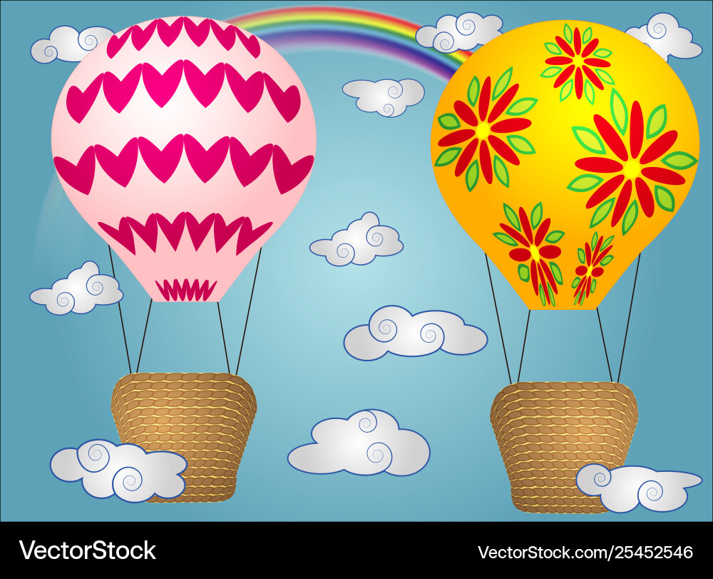 Two bright cartoon large volumetric balloons Vector Image