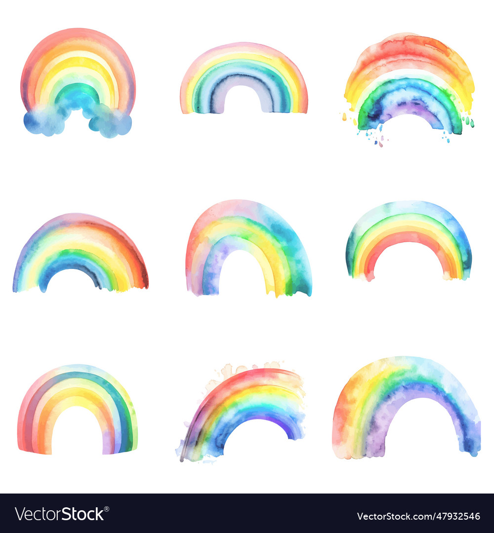 Watercolor rainbow set hand painted Royalty Free Vector