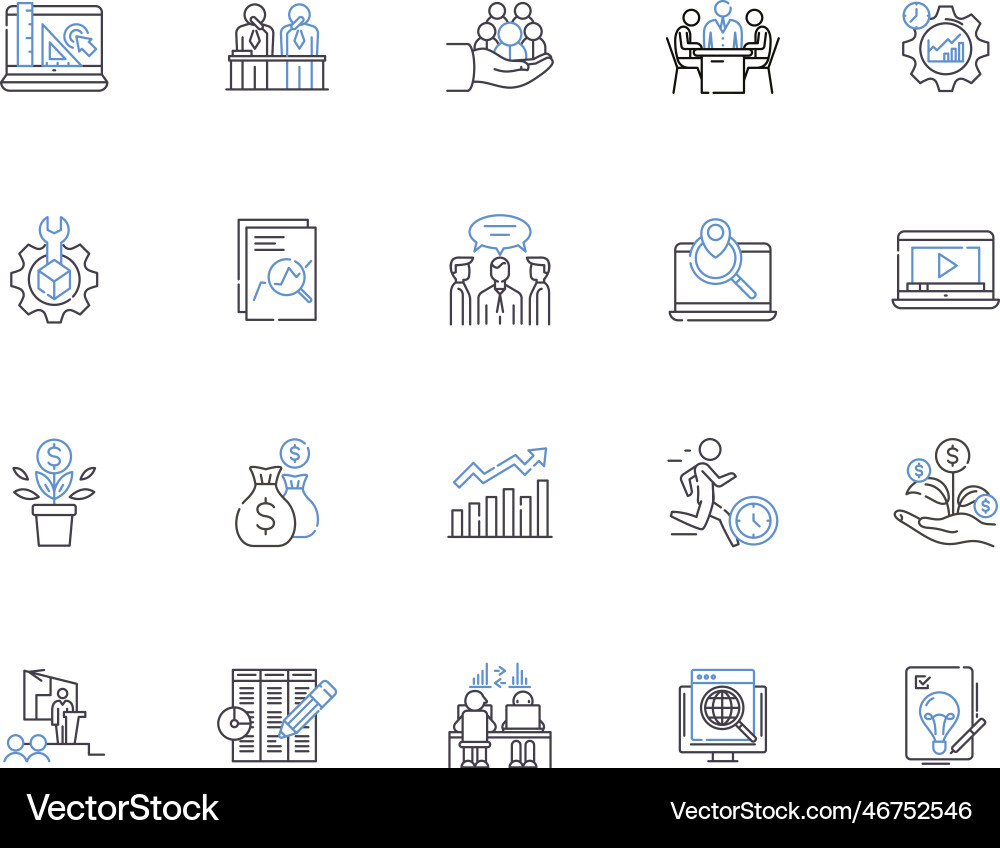 Wealth management outline icons collection Vector Image