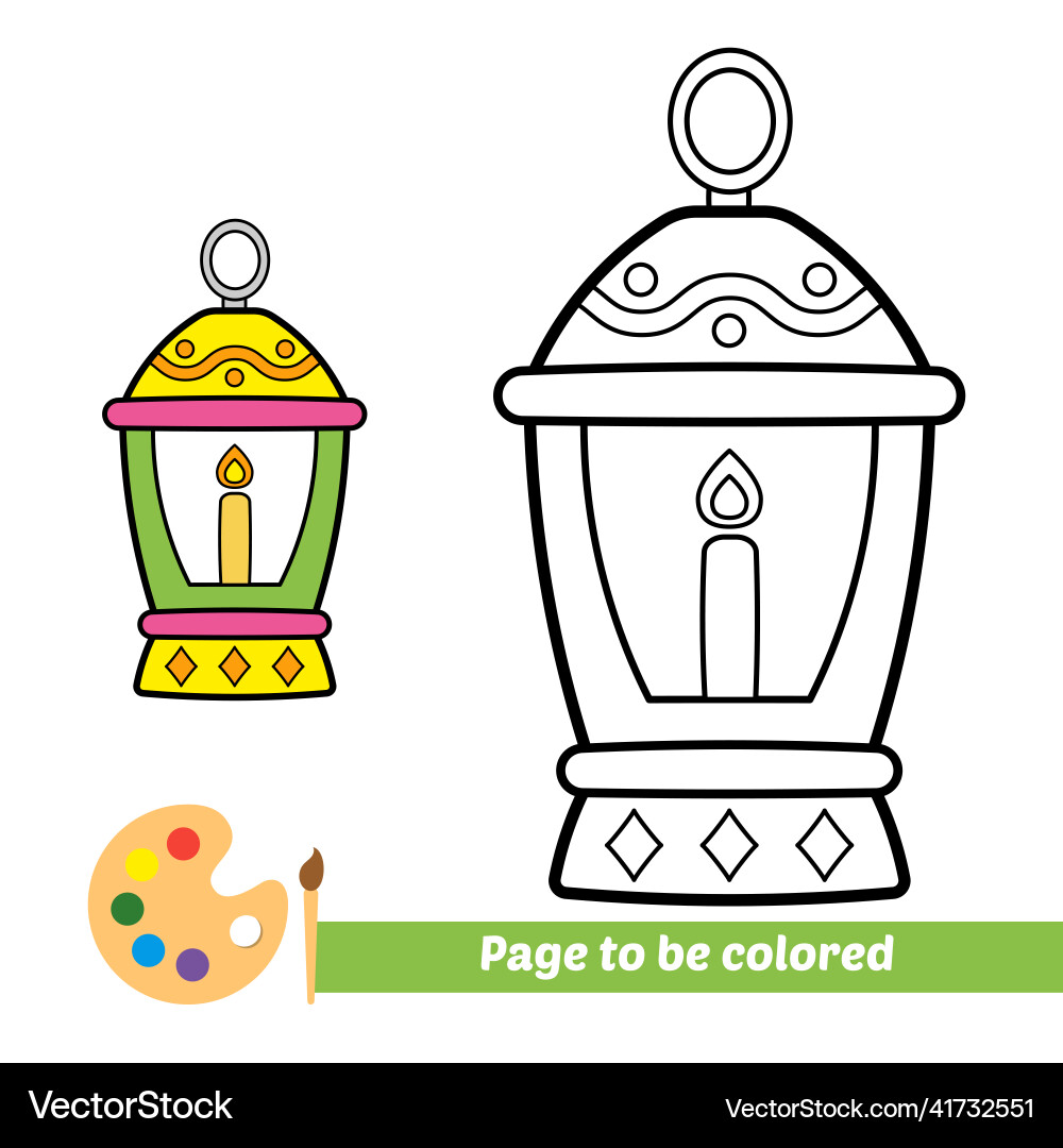 Coloring book for kids lantern Royalty Free Vector Image