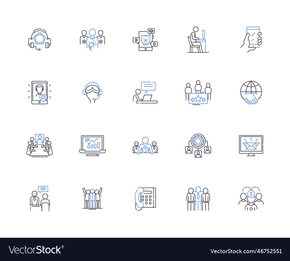 Community development outline icons collection Vector Image